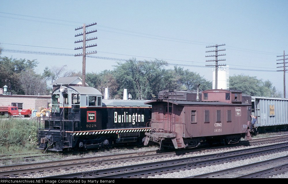 CB&Q 9228 Left Caboose on Mainline to Work Siding